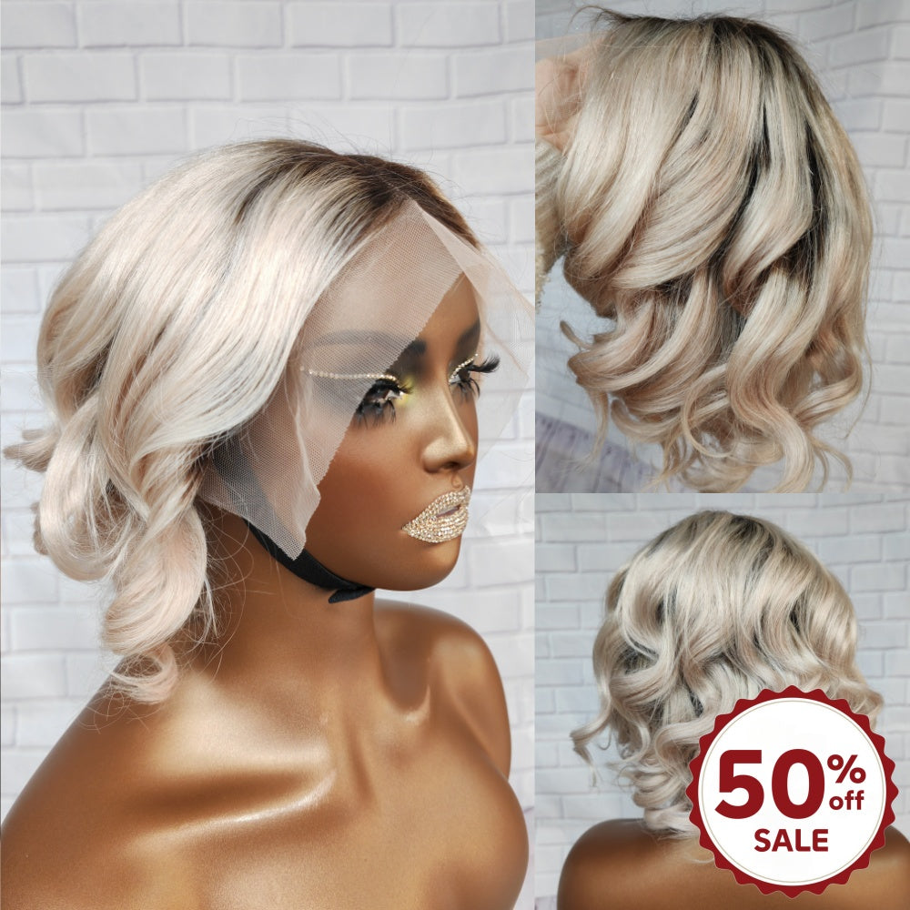 Afsisterwig - {50% Off} 13x4 Ombre Ash Blonde Wavy Human Hair Lace ...