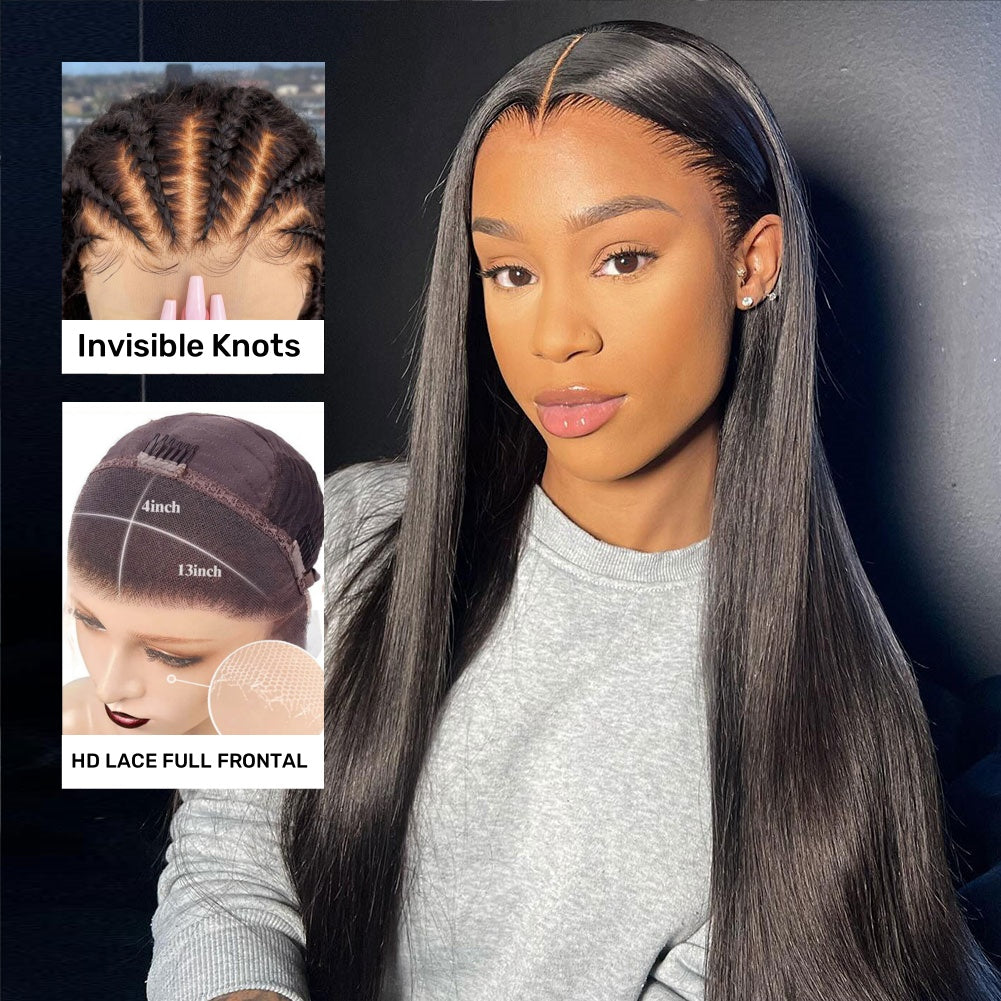 Afsisterwig - 13x4 Knot-Free FULL FRONTAL HD Skin Melt Lace Preplucked ...
