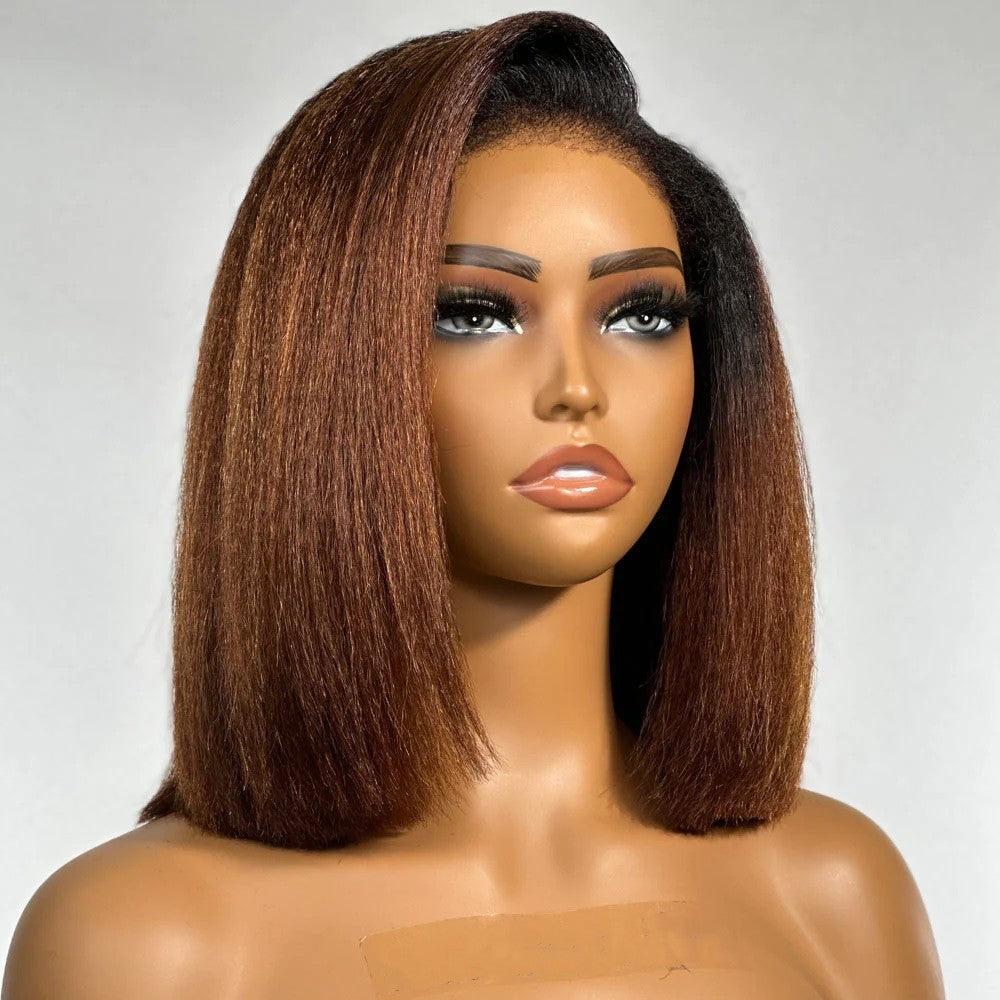 Afsisterwig - Full Lace Free Parting Preplucked Human Hair Straight Bob Wig