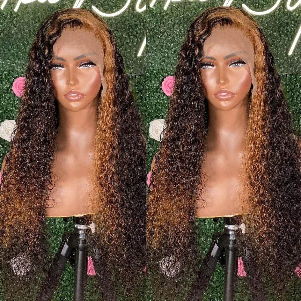 Afsisterwig - Erica | 13X6 Lace Front Ombre Honey Brown Wavy Human Hair Wig
