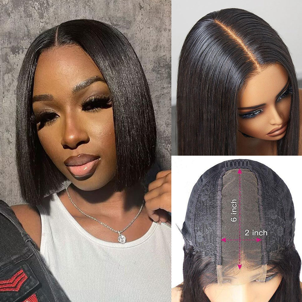 Afsisterwig - 2x6 Deep Middle Part HD Skin Melt Lace Human Hair Blunt ...