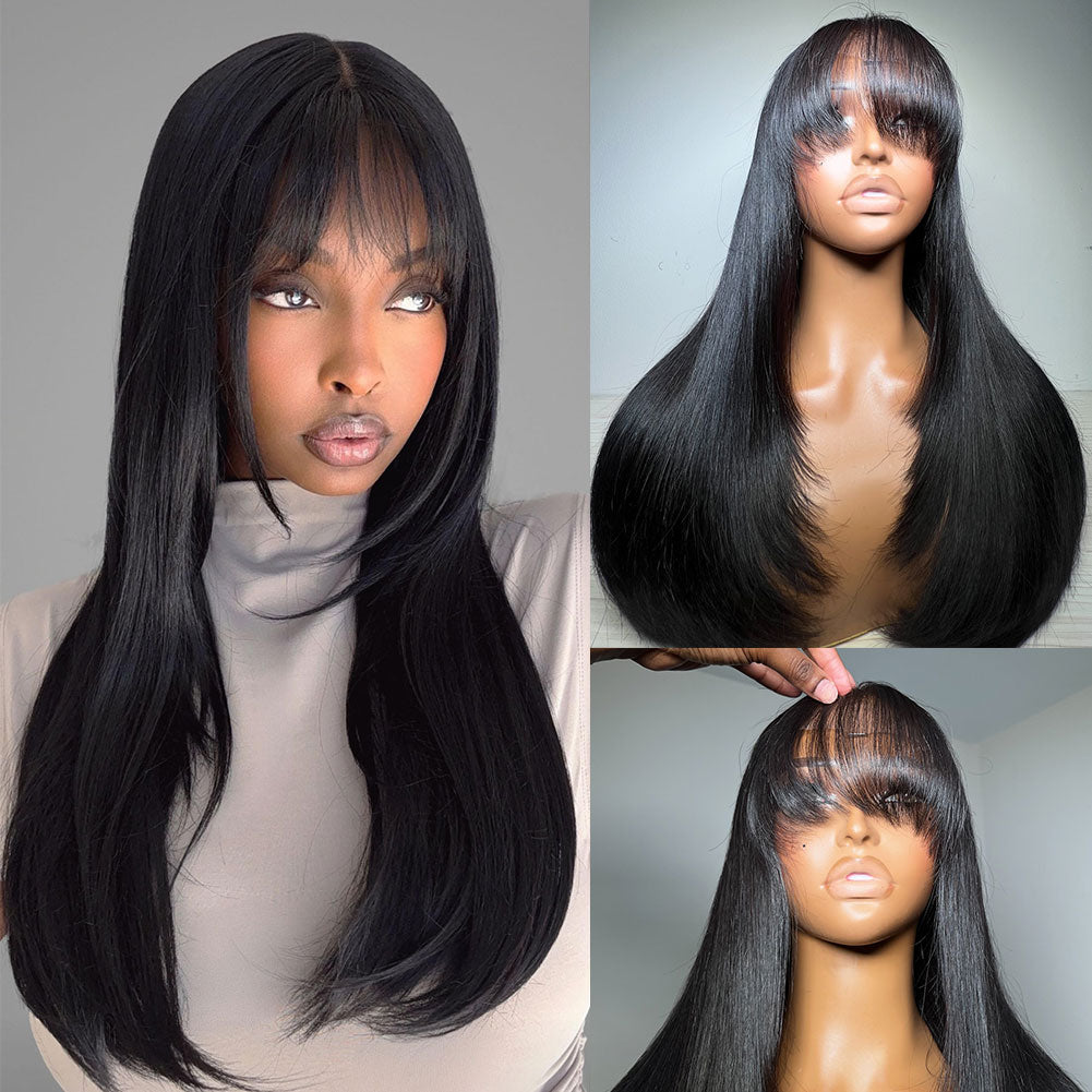 Afsisterwig - 13x4|13x6 Curtain Bang Prestyle Layered Lace Wig 250% ...