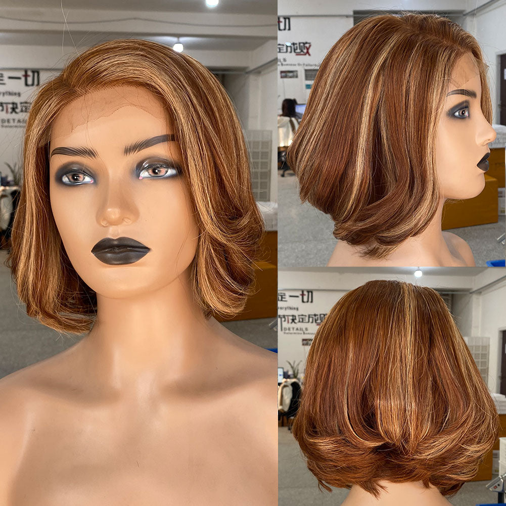 Afsisterwig - Pixie Glam 4x4|13x4 Short Pre-styled Pix Cut Ombre Brown ...