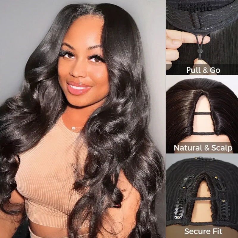 Afsisterwig - Natural V Part Wig No Leave-out Glueless Human Hair Wigs